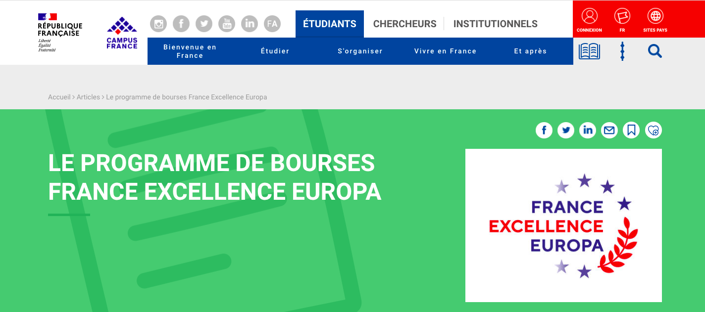 APPEL OUVERT DE BOURSES MASTER : Programme de bourses master "France ...