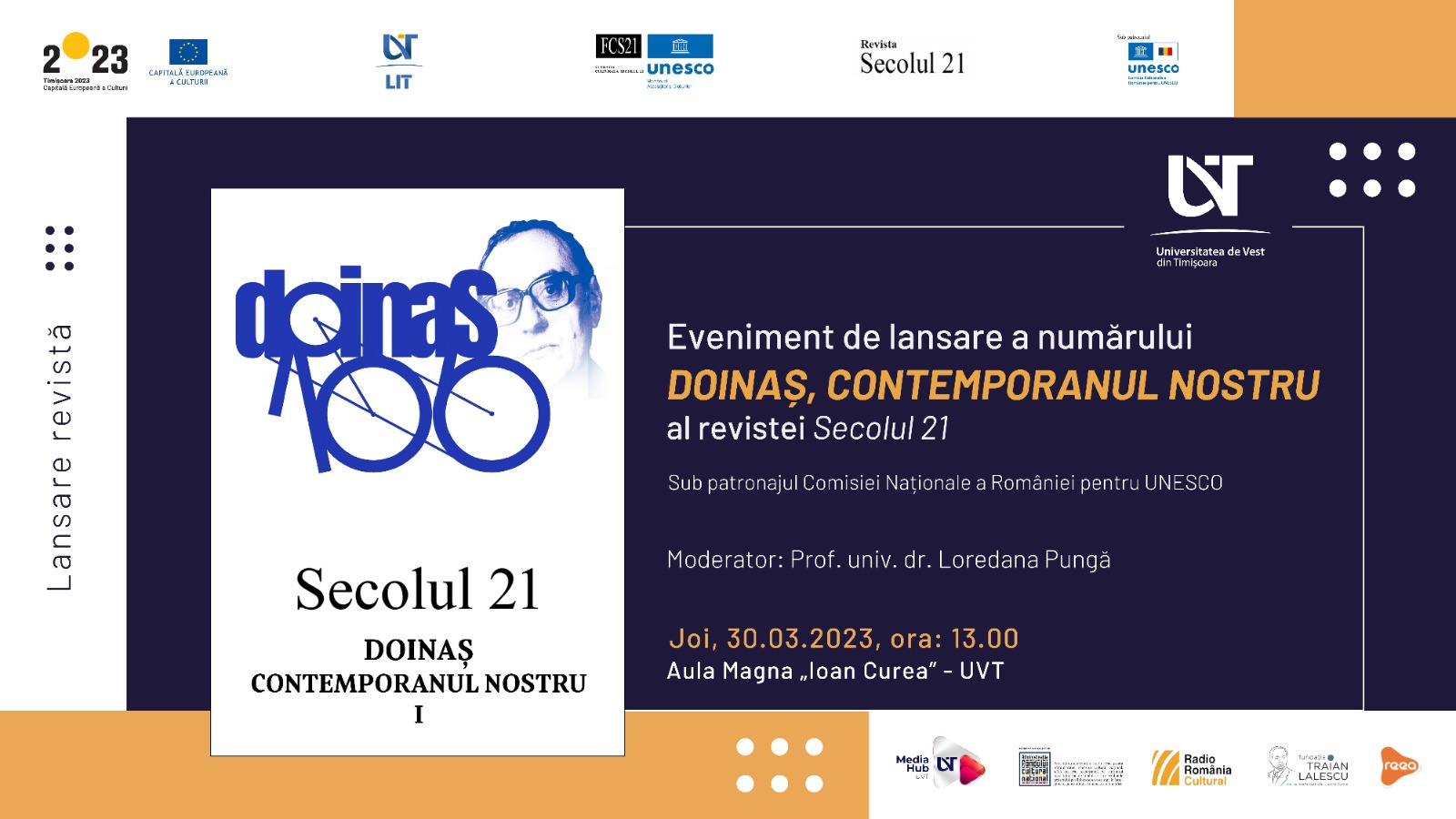 „Doinaș, contemporanul nostru”, un nou număr al revistei „Secolul 21” s ...