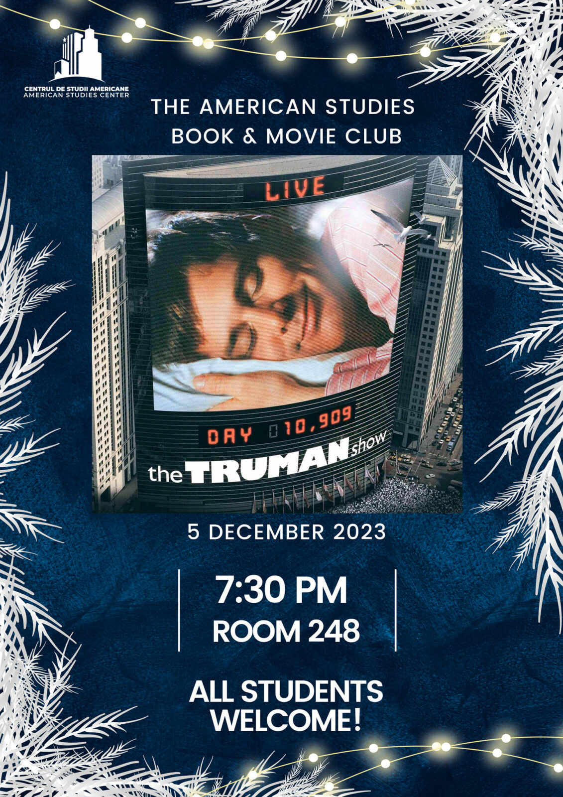”The Truman Show”: Noua dezbatere American Studies Book & Movie Club în ...