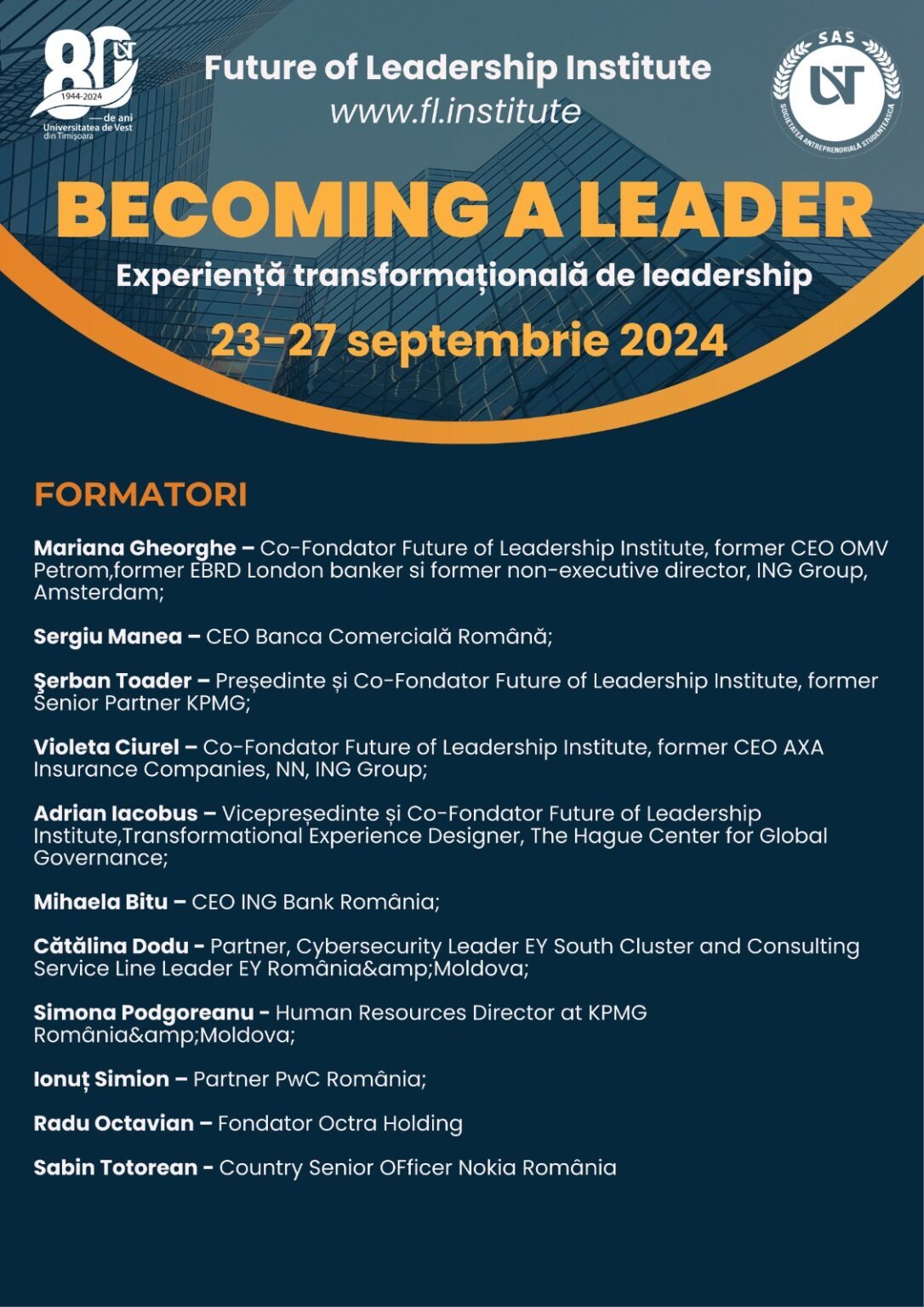 „Becoming a Leader” – proiect de leadership cu formatori de top, la UVT ...