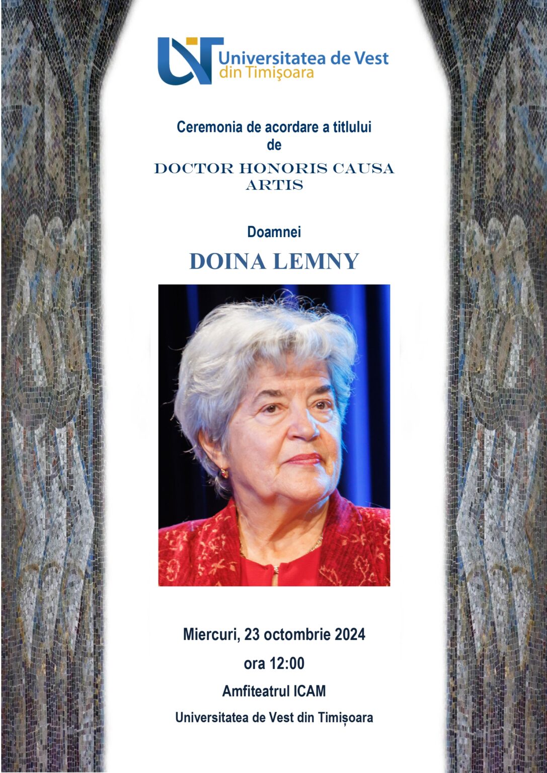 Franco-Romanian researcher Doina Lemny, Doctor Honoris Causa of UVT - UVT