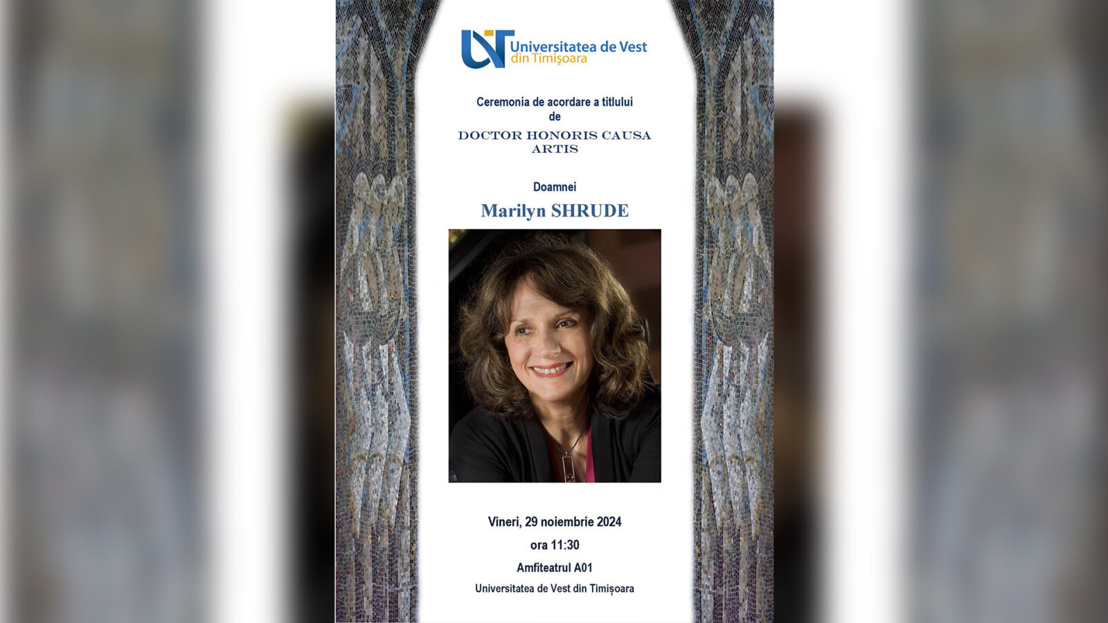 Distinguished Artist Professor Dr. Marilyn Shrude, DHC of UVT - UVT