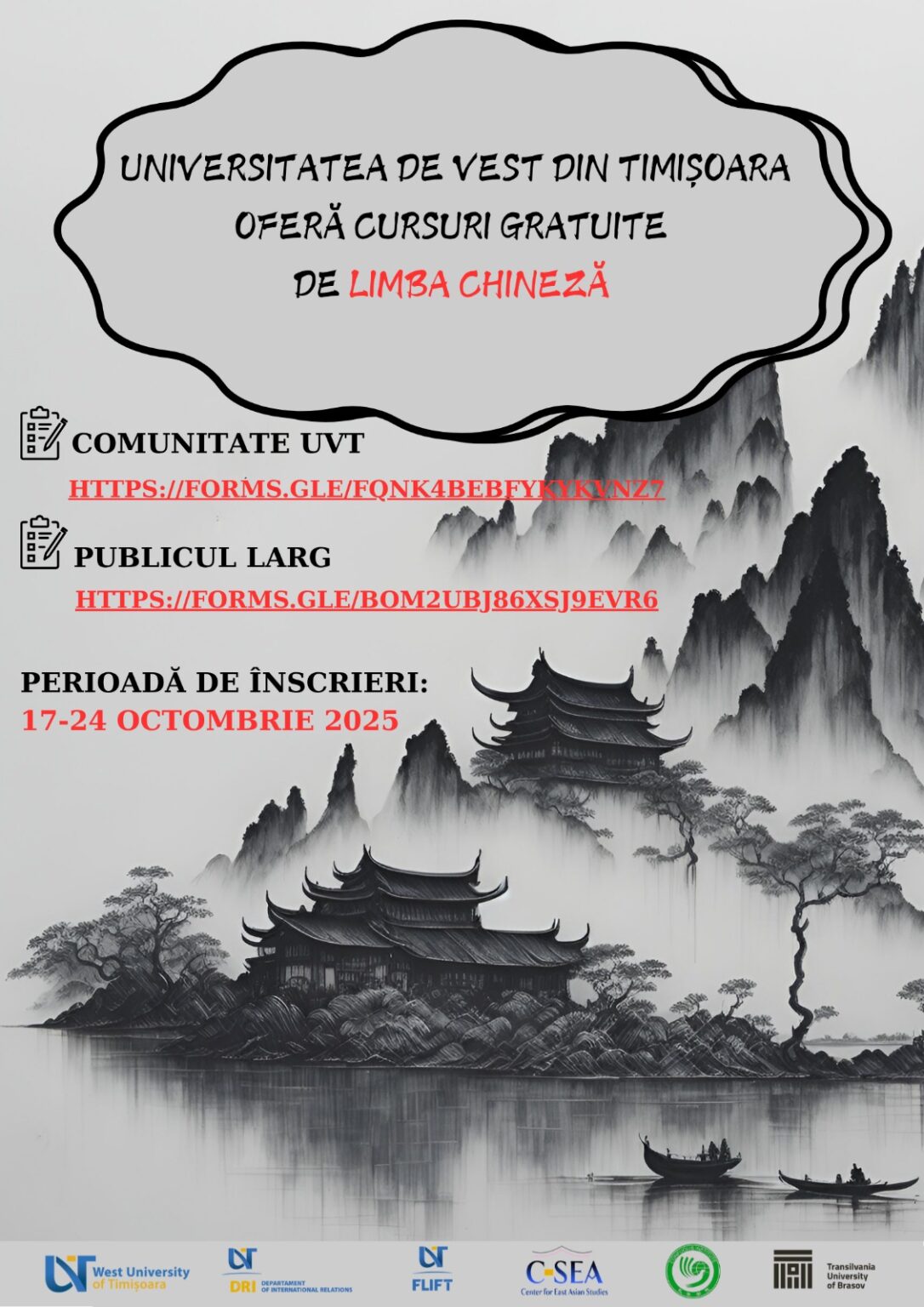 UVT continues the tradition of Chinese language and culture courses, open to the general public ...